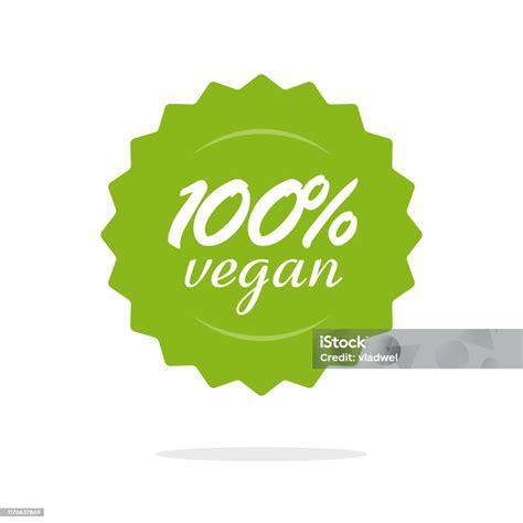 비건 100 식품 라벨 또는 배지 벡터 아이콘 100 건강한 씰 또는 로제트 스탬프 녹색 기호 분리 0명에 대한 스톡 벡터 아트