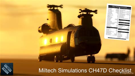 Miltech Simulations Ch47d Checklist For Microsoft Flight Simulator Msfs