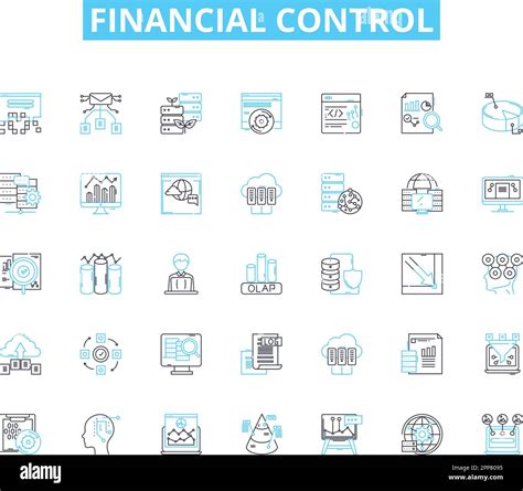 Financial Control Linear Icons Set Budgeting Planning Savings