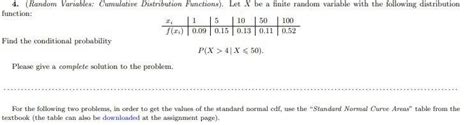 solved 4 random variables cumulative distribution
