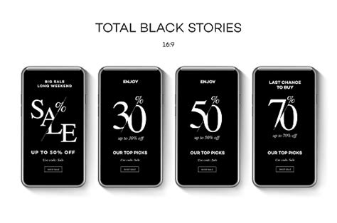 소셜 미디어 모바일 애플 리 케이 션에 대 한 판매 웹 배너의 집합입니다 검은 금요일 판매 및 할인 프로 모션 벡터 일러스트 레이 션 검은색에 대한 스톡 벡터 아트 및 기타