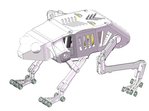E0971 仿生青蛙跳跃机器人三维sw2022带参solidworks 2022模型图纸下载 懒石网