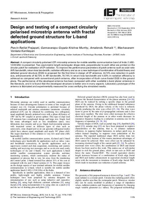 Pdf Design And Testing Of A Compact Circularly Polarised Microstrip Antenna With Fractal