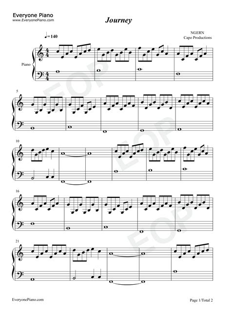 Journey C调简单版 Capo Productions 钢琴谱文件（五线谱、双手简谱、数字谱、midi、pdf）免费下载