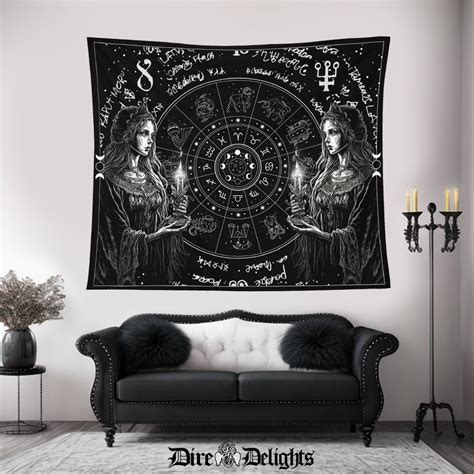 Zodiac Magic Tapestry Hell Goddesses Wall Artchurch Of Satan Alchemy