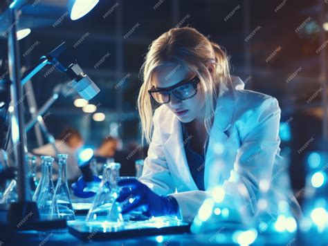 Premium Ai Image Female Scientist Conducting Experiments In A High