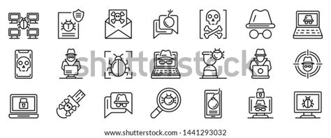Hacker Icons Set Outline Set Hacker Stock Vector Royalty Free 1441293032 Shutterstock
