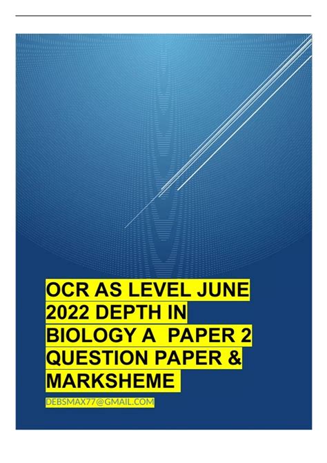Ocr As Level Biology A H02002 June 2022 Actual Question Paper Depth In