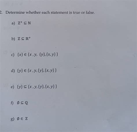 Solved Determine Whether Each Statement Is True Or Chegg