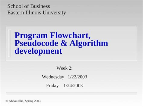 Ppt Program Flowchart Pseudocode And Algorithm Development School Of