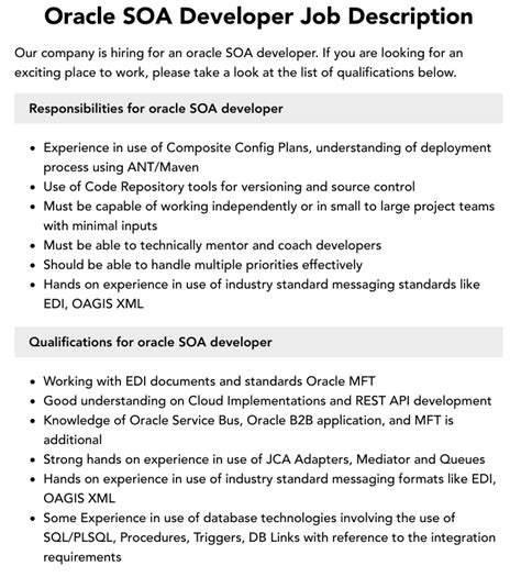 Oracle Soa Developer Job Description Velvet Jobs
