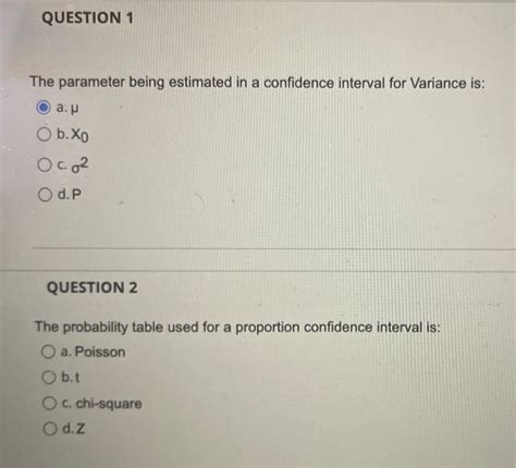 Solved The Parameter Being Estimated In A Confidence