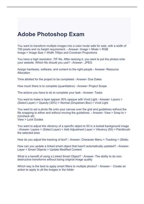 Adobe Photoshop Exam With Correct Answers Adobe Photoshop Stuvia US