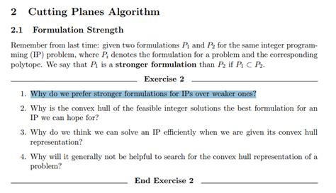 2 Cutting Planes Algorithm 21 Formulation Strength
