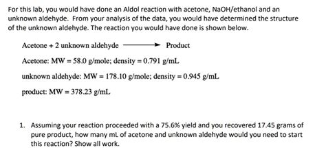 Solved For This Lab You Would Have Done An Aldol Reaction With Acetone Naoh Ethanol And An