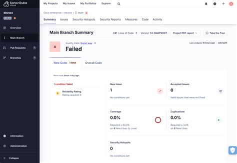 Main Branch Analysis Sonarqube Cloud Documentation