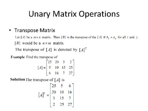 Matrices And Vector Concepts Introduction Vectors Binary Matrices