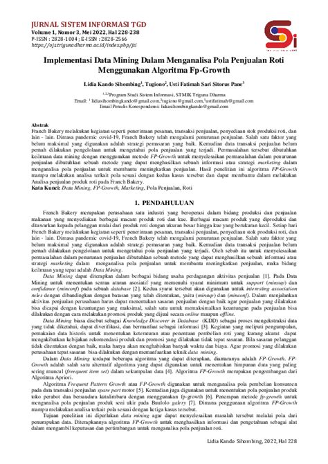 Pdf Implementasi Data Mining Dalam Menganalisa Pola Penjualan Roti