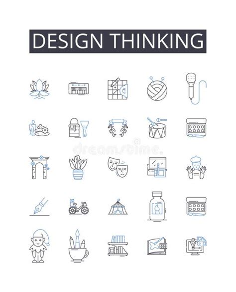 Design Thinking Line Icons Collection Efficiency Procedures