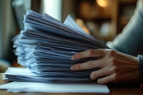 Person Sorting Through A Stack Of Documents Premium Ai Generated Image