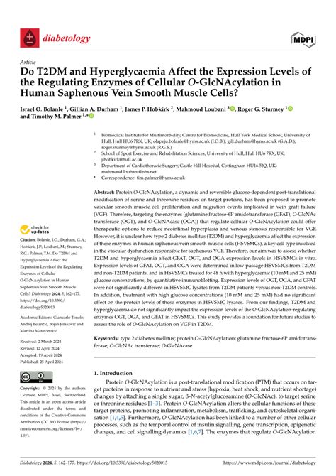 Pdf Do T2dm And Hyperglycaemia Affect The Expression Levels Of The Regulating Enzymes Of