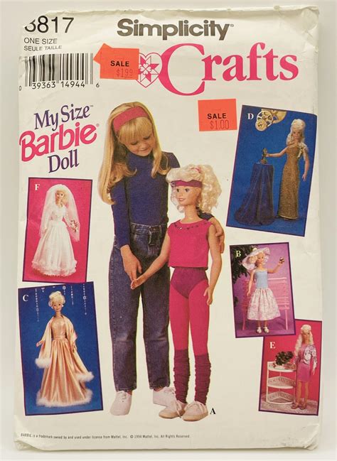 My Size Barbie Doll Clothes Pattern Simplicity Etsy