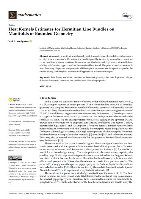 Pdf Heat Kernels Estimates For Hermitian Line Bundles On Manifolds Of Bounded Geometry