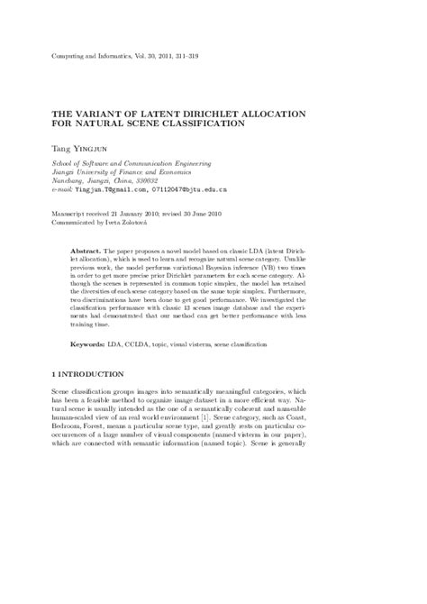 The Variant Of Latent Dirichlet Allocation For Natural Scene Classification Computing And