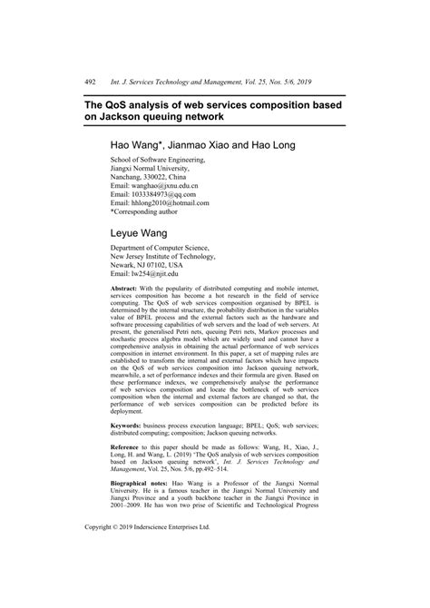Pdf The Qos Analysis Of Web Services Composition Based On Jackson Queuing Network