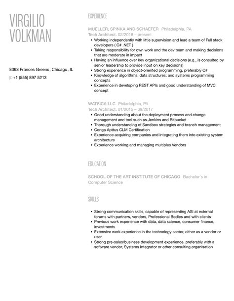 Tech Architect Resume Samples Velvet Jobs