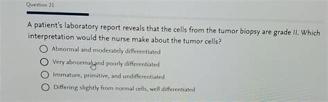 solved question 21a patient s laboratory report reveals that