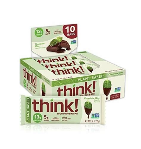 11 생각하다 비건식물 기반 고단백 바 초콜릿 민트 13g 단백질 5g 설탕 인공 감미 티몬
