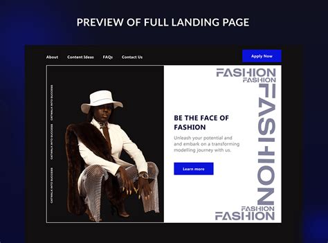 modeling landing page behance
