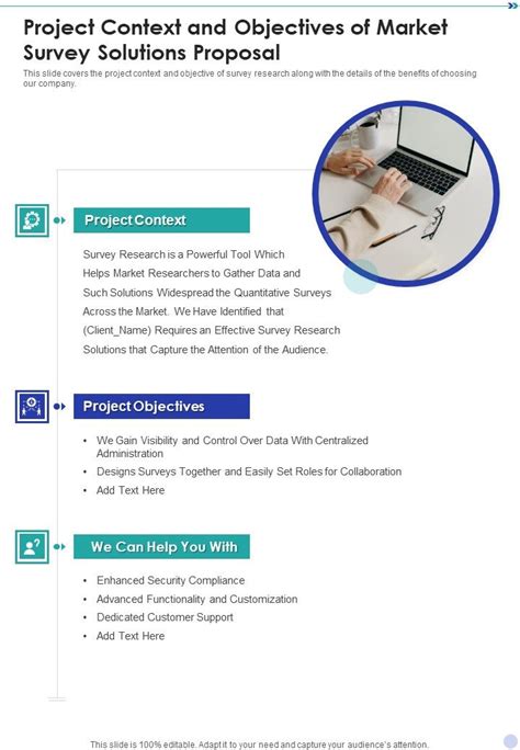 Project Context And Objectives Of Market Survey Solutions Proposal One Page