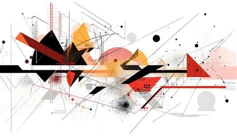 Dynamic Abstract Composition Featuring Geometric Shapes Vibrant Colors And Intricate Lines