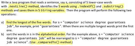 Solved Write A Java Program That Reads A Sentence Say S