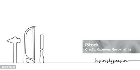 전문 핸디 서비스 쇠톱 망치 끌 실루엣 및 텍스트 공간이 있는 벡터 배너 템플릿입니다 웹 사이트 디자인 앱 Ui를 위한 흰색 배경의 복구 도구 주당순이익10 0명에 대한