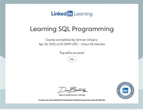 Sql Learningjourney Certification Dataskills Professionalgrowth Dr Rkshukla Parth