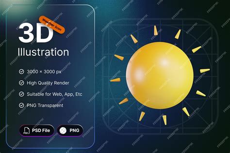Premium Psd 3d Render Weather Icons Sun For Forecast Design Application And Web