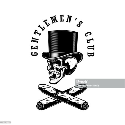 신사 클럽 교차 시가 신사 두개골 레이블 기호에 대한 설계 요소입니다 벡터 일러스트레이션 0명에 대한 스톡 벡터 아트 및 기타 이미지 Istock
