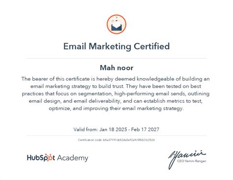 hubspot academy email marketing certification mahnoor qadir 53 comments