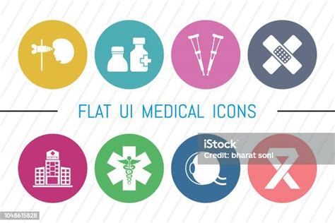 플랫 Ui 8 색상 의료 아이콘 세트입니다 Eps10입니다 매우 유용한 의료 아이콘 설정 간단한 그림입니다 웹 모바일 소프트웨어 및 애플 리 케이 션에 대 한 유용한 아이콘