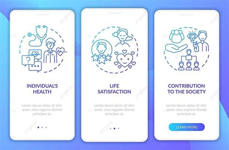 Conceptual Screen Of Navy Onboarding Mobile App Page Illustrates Positive Effects On Adult
