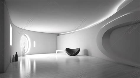 Makintab At Kontemporaryong Interior Na Disenyong Nakakurbadong Pader At Nakatagong Ilaw Sa 3d