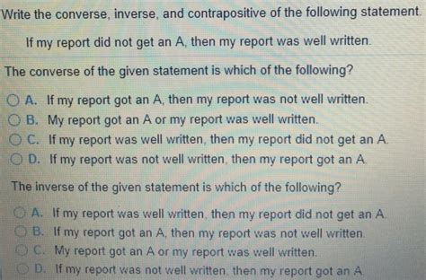 Solved Write The Negation Of The Statement Remember That The