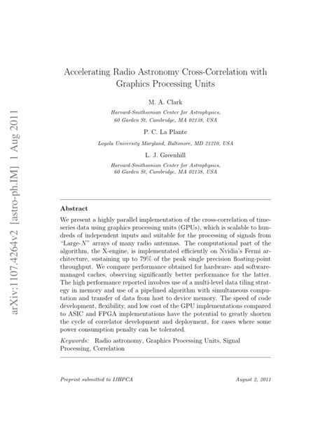 Pdf Accelerating Radio Astronomy Cross Correlation With Graphics
