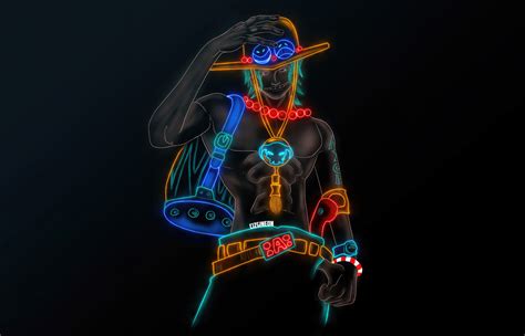 X Portgas D Ace Neon Minimal K Wallpaper X Resolution HD K Wallpapers Images
