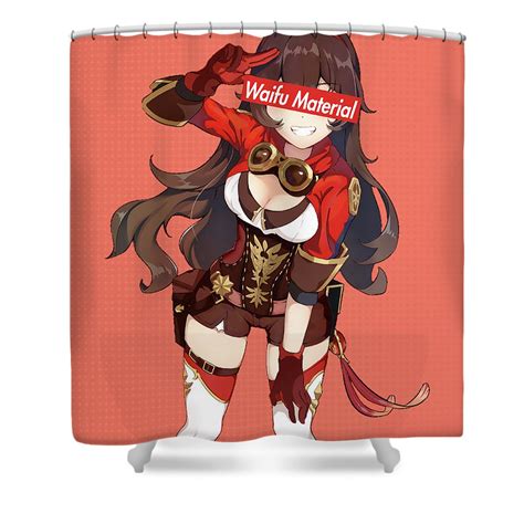Amber Genshin Impact Waifu Anime Manga Series Fanart Hentai Ahegao Oppai Shower Curtain Anime