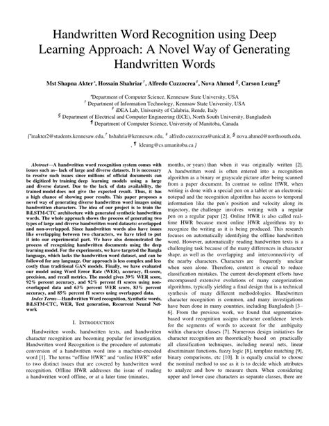 Pdf Handwritten Word Recognition Using Deep Learning Approach A Novel Way Of Generating