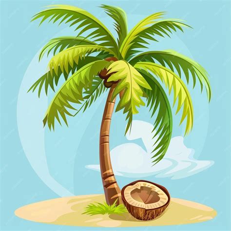Vector Cartoon Coconut Tree Isolated On Background Premium Ai